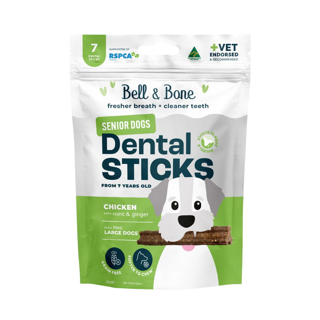 bell bone senior dental sticks chicken mint ginger lg – Pet Bites