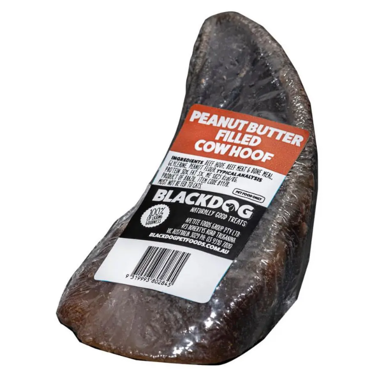 Black Dog Filled Cow Hoof Peanut Butter | Pet Bites