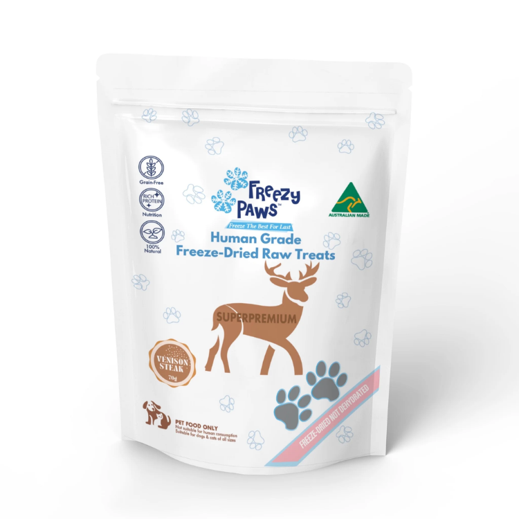 Freezy Paws Venison Steak Raw Treats for Cat & Dog 70g | Pet Bites