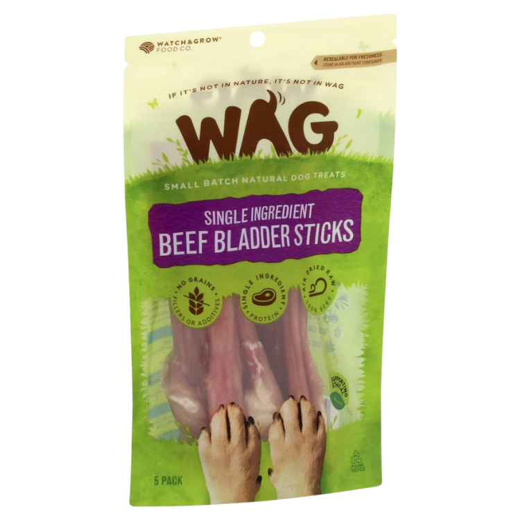 WAG Beef Bladder Sticks 5 Pack | Healthy Dog Chews – Pet Bites