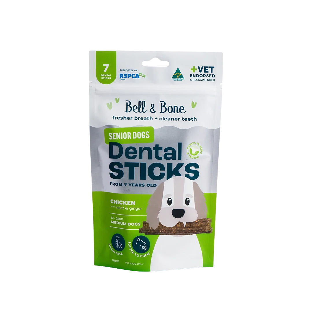 Bell & Bone Senior Dental Sticks Chicken Mint Ginger MED | Pet Bites