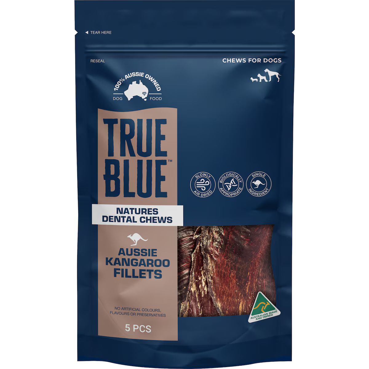True Blue Aussie Kangaroo Fillets 5pk | Pet Bites